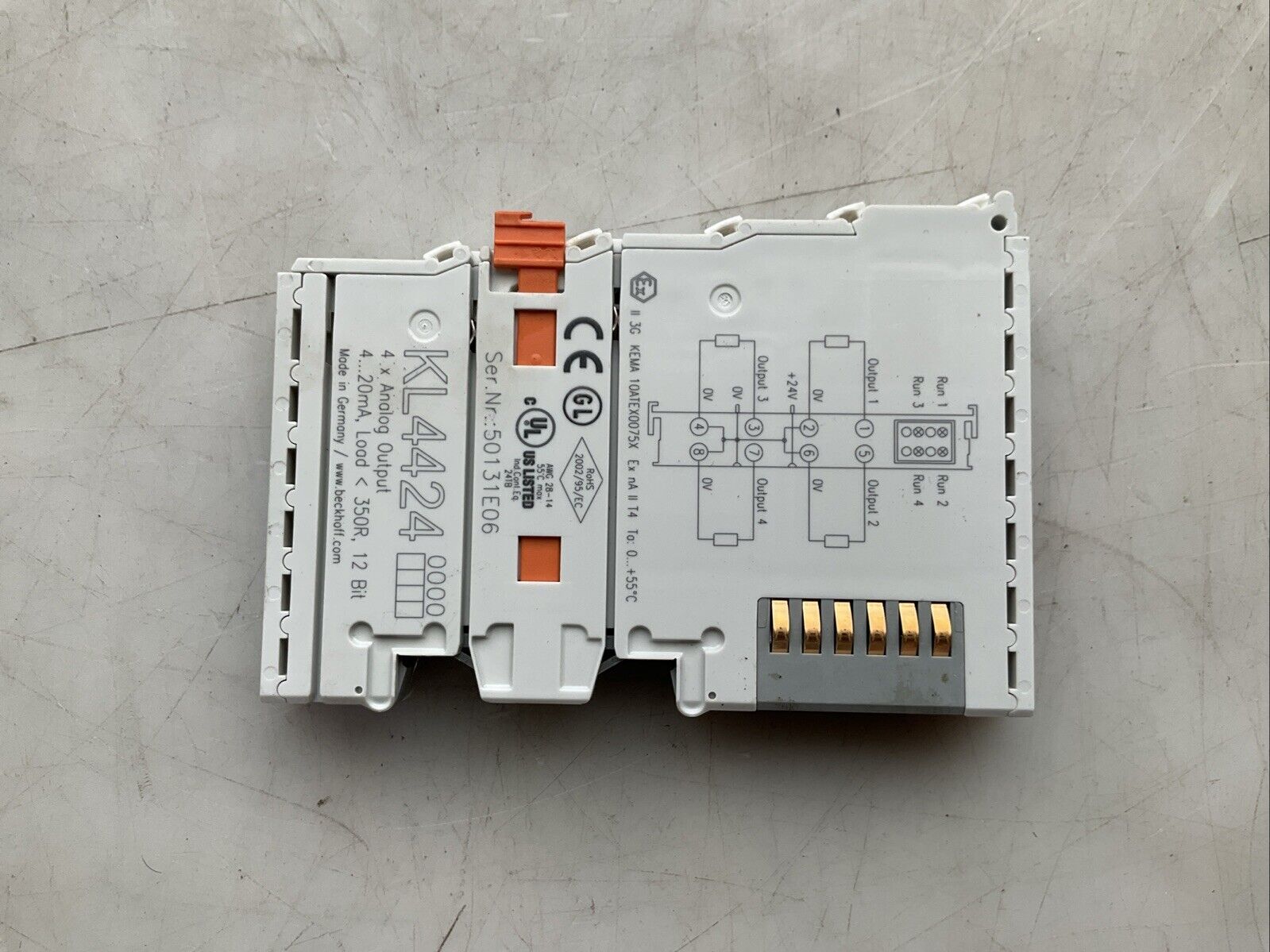 BECKHOFF KL4424 BUS TERMINAL ANALOG OUTPUT 4 CHANNEL 4-20MA – Industrial Garage Sales