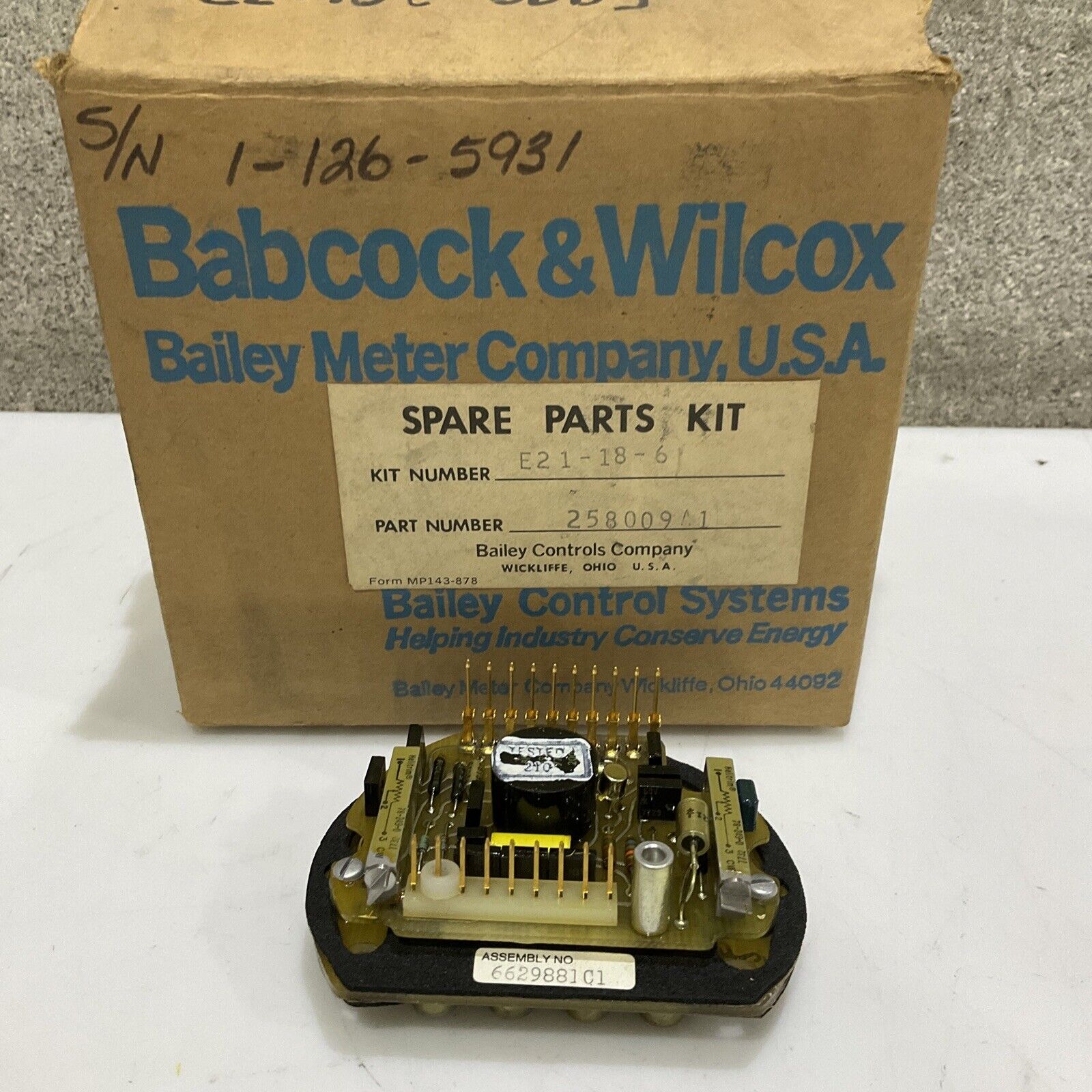 BABCOCK & WILCOX BAILEY CONTROL E21-18-6 258009A1 TRANSMITTER SPARE PA – Industrial Garage Sales