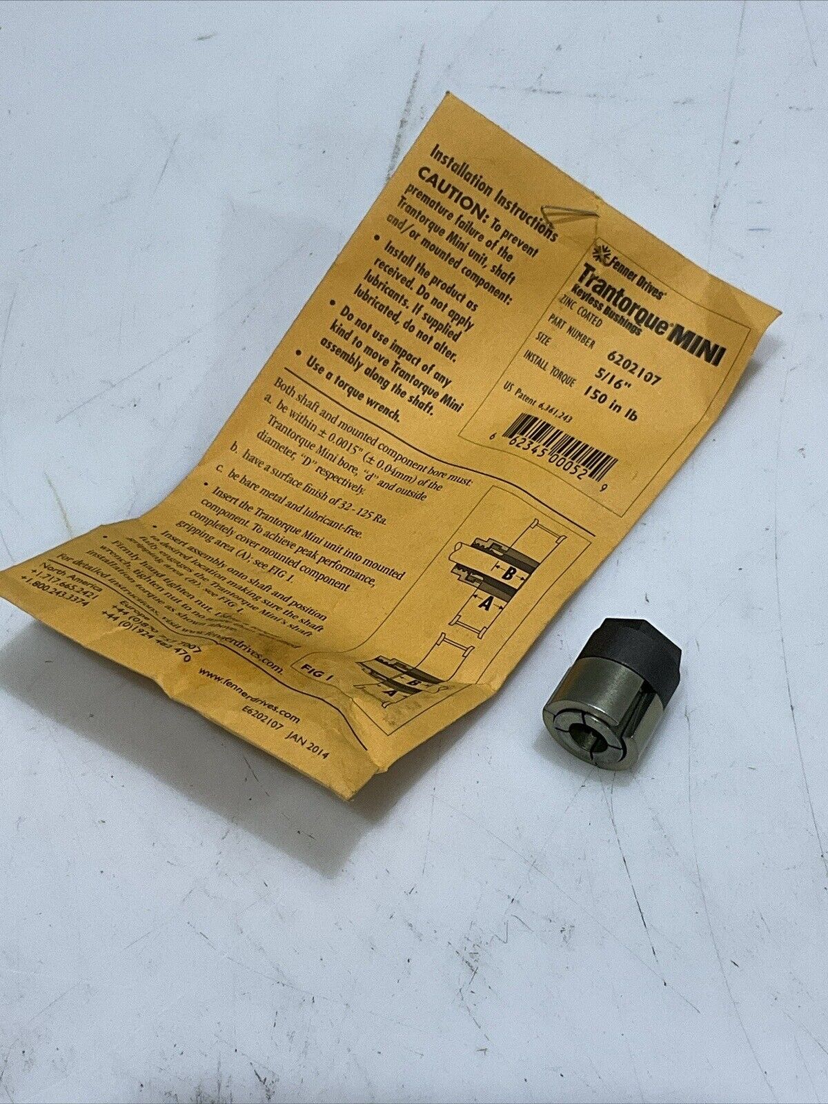FENNER DRIVES 6202107 TRANTORQUE MINI KEYLESS BUSHINGS 5/16 IN 150 IN ...