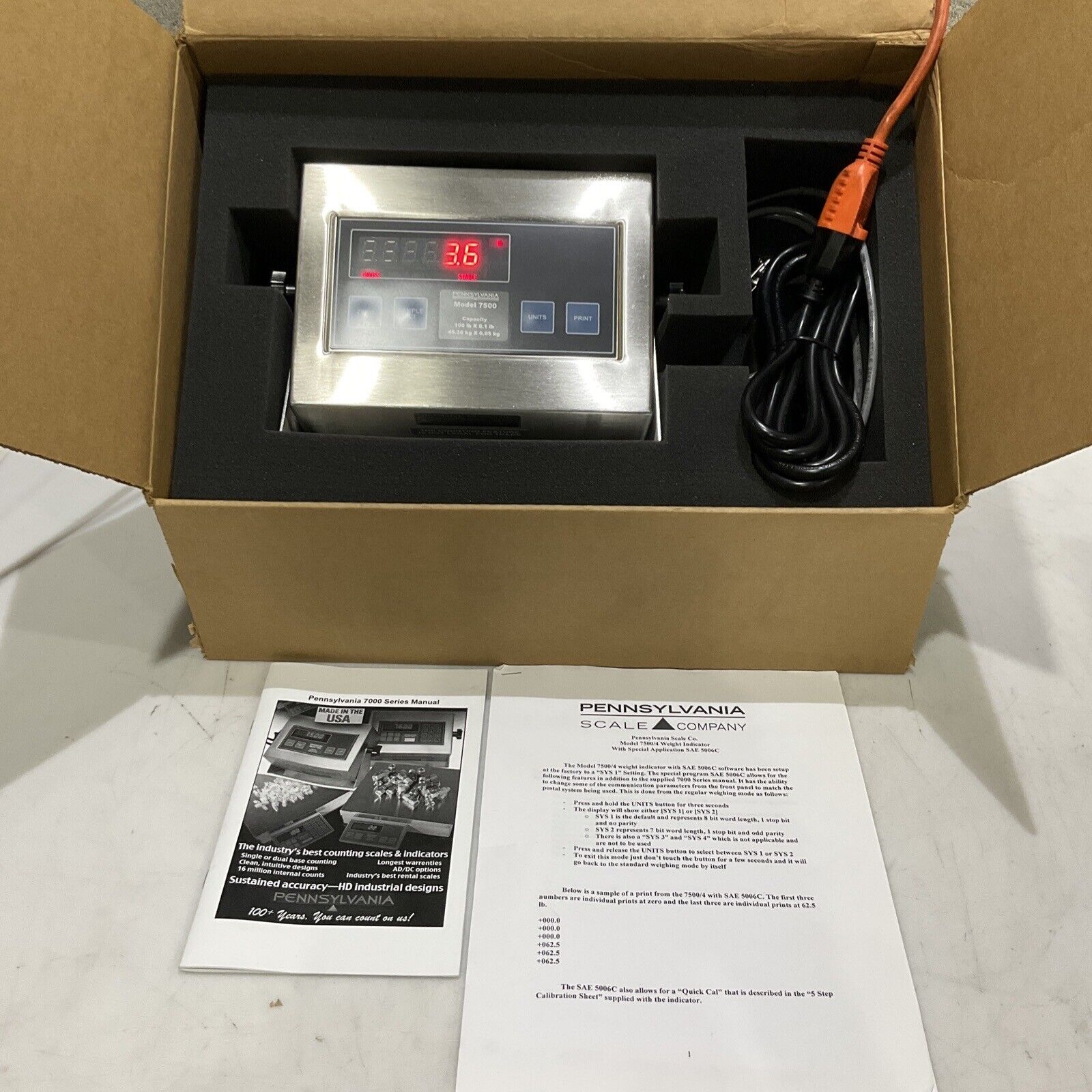 PENNSYLVANIA 7500 SAE-5006-SPI MSWYB INDICATOR SCALE MODEL 7500 CLASS ...