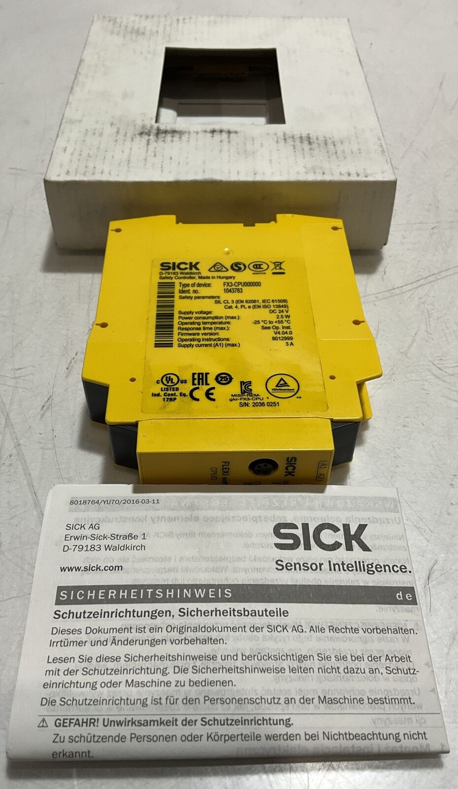 SICK FX3-CPU000000 SAFETY MAIN MODULE FLEXI-SOFT DC 24 V 3 A U3S ...