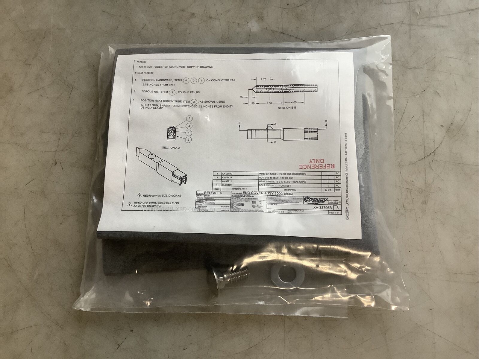 CONDUCTIX XA-33796B END COVER ASSEMBLY 1000/1500A SIZE A 1:4 SCALE 678 ...