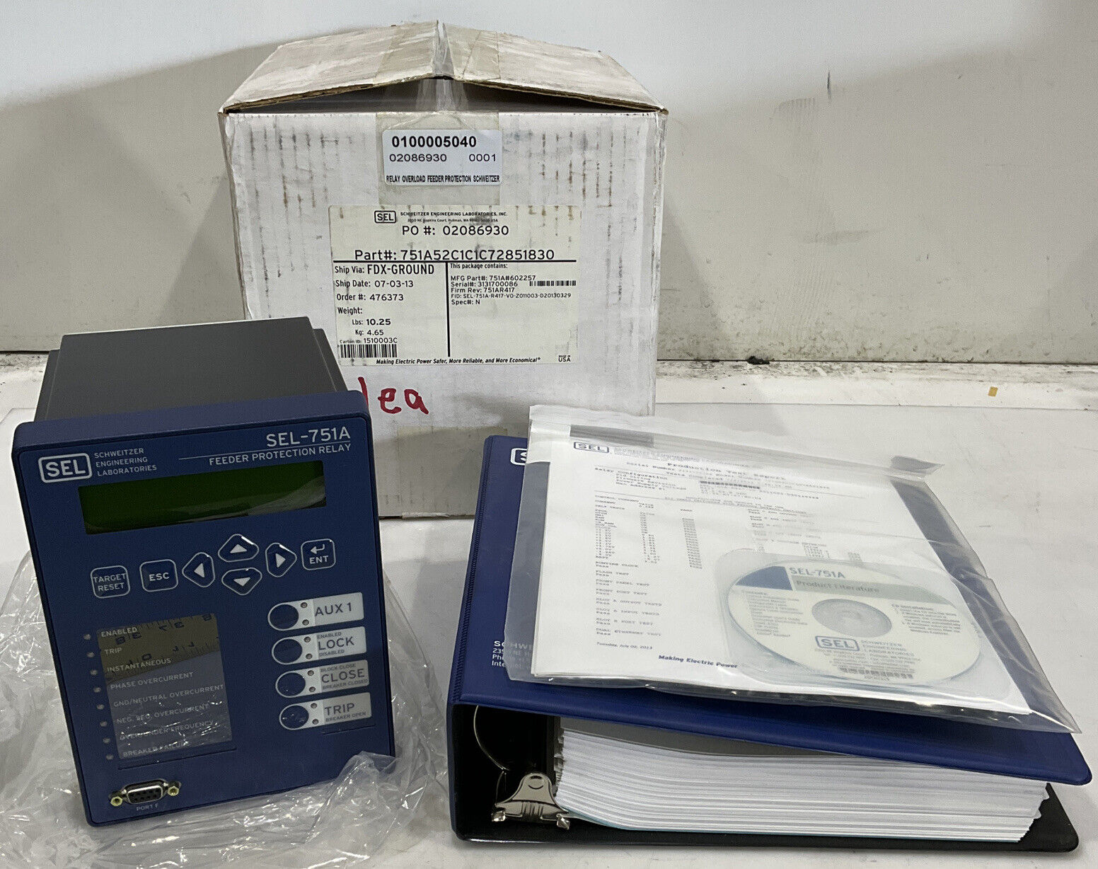 SCHWEITZER 751A52C1C1C72851830 SEL-751A FEEDER PROTECTION RELAY 373 ...