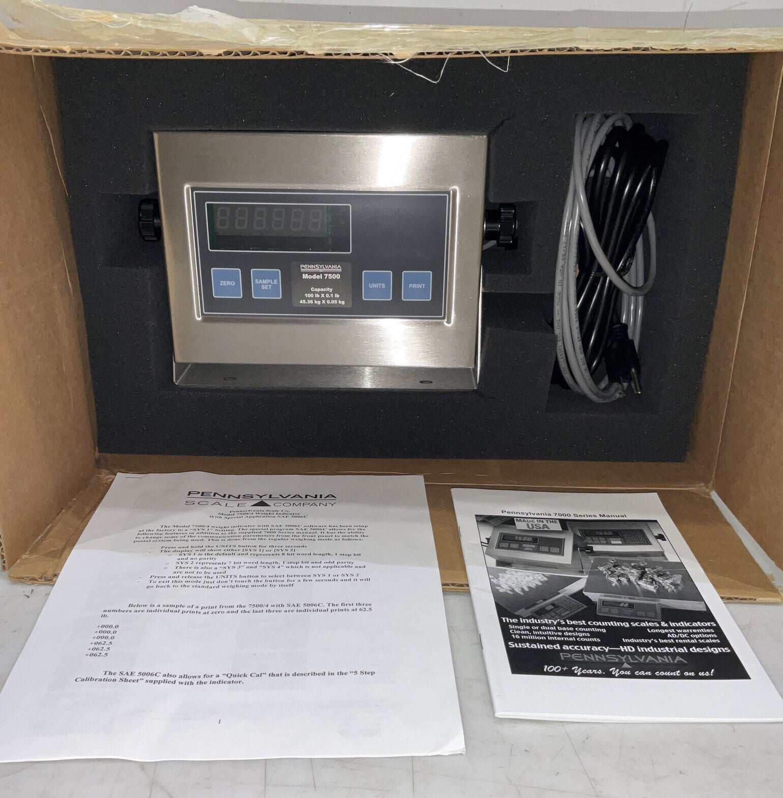 PENNSYLVANIA SCALE COMPANY 7500/4 SAE 5006C WEIGHT INDICATOR U3S ...
